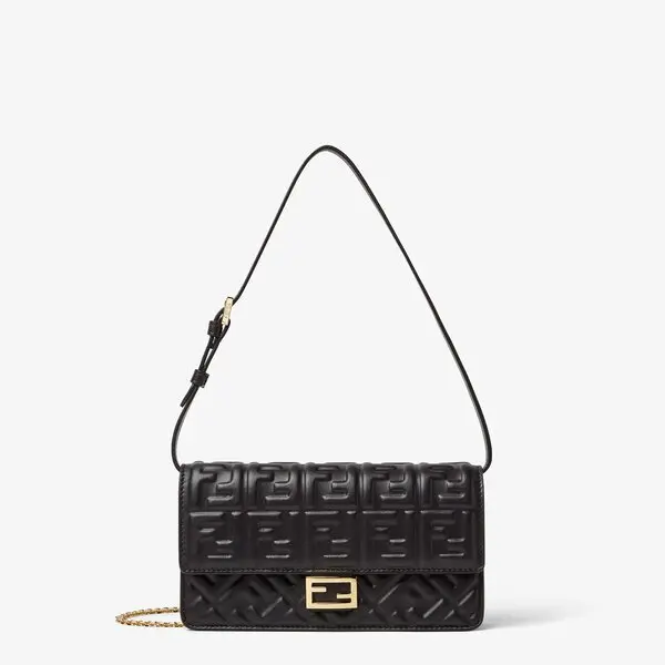 Fendi Tube Wallet On Chain Black Nappa Leather Wallet
